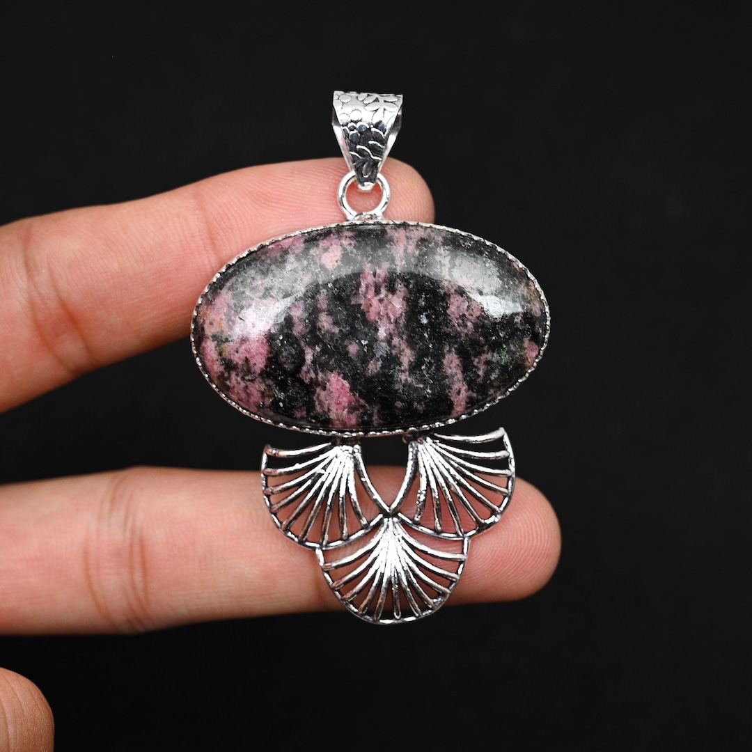 Rhodonite Pendant Rhodonite Silver 925 Sterling Silver Jewellery ...