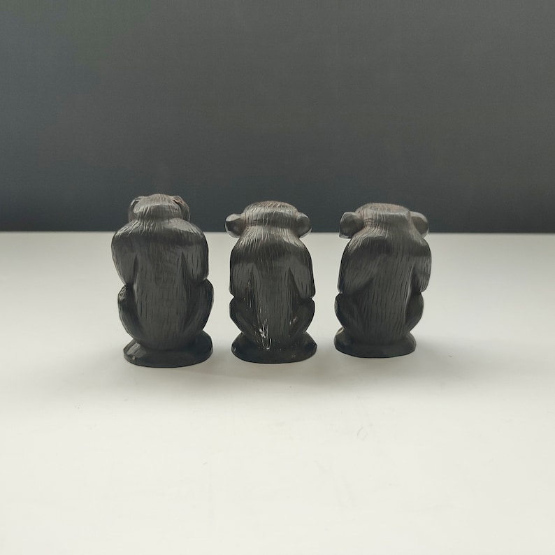 The Three Monkeys of Wisdom. Statues Made of Solid Wood Black - Etsy