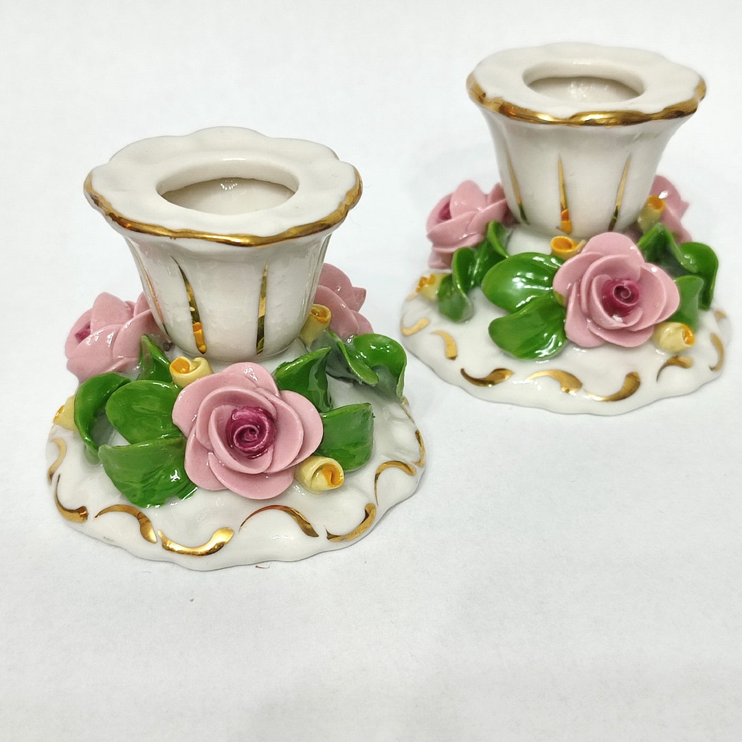 Dresden Porcelain Candlesticks by Marta Budich Kronach, Germany 1950s ...