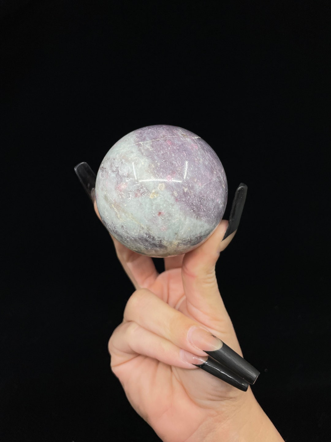 Lepidolite Crystal Sphere for Self Love - Etsy