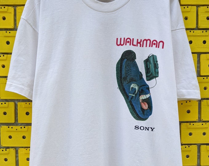 Vintage 90s Sony Walkman Joe Bloggs T-shirt Japanese Electronics Music ...