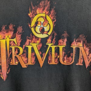 Vintage 00s Trivium Flame Logo T-shirt Heavy Thrash Progressive Metal Metalcore Band Merch Tee ...