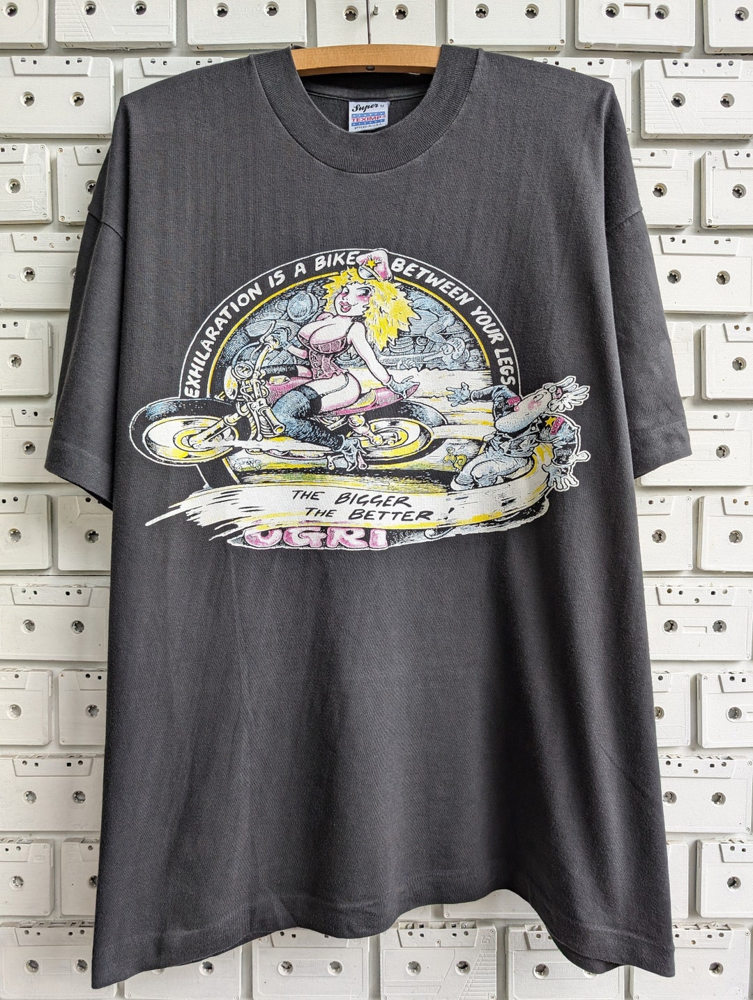 Vintage 90s Ogri Rocker Biker T-shirt Paul Sample British Cartoon Back ...