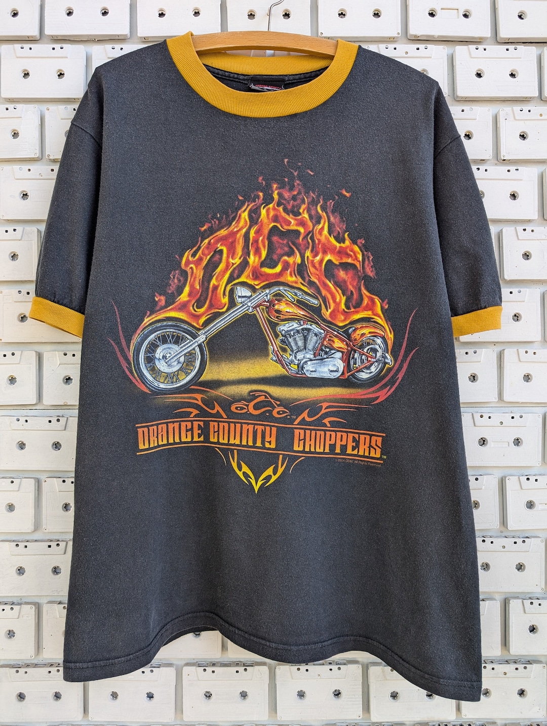 Vintage 2004 Orange County Choppers T-shirt Burning Motorcycle Biker ...