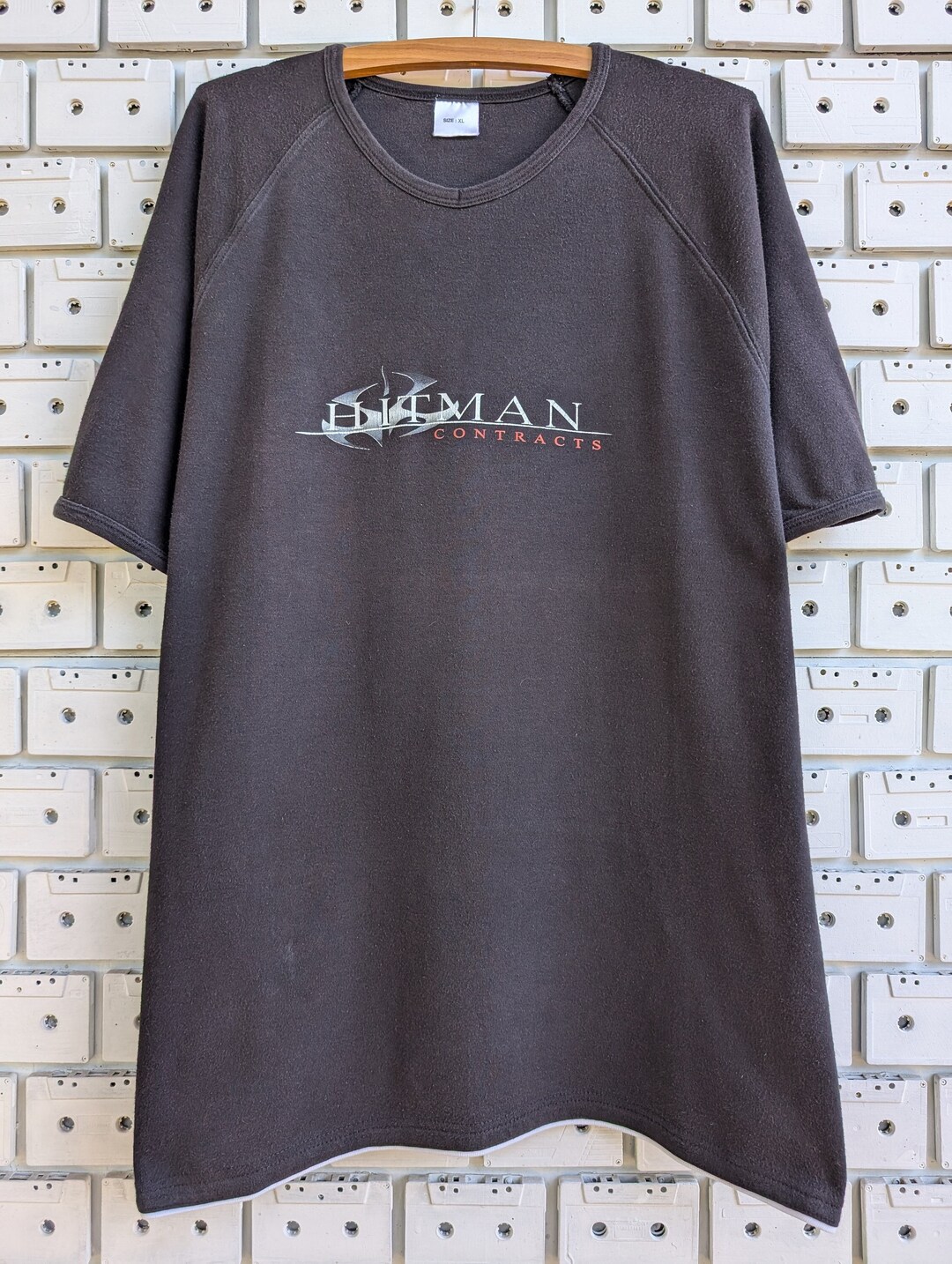 Vintage 00s Hitman Contracts T-shirt Agent 47 Video Computer Game Promo Merch Heavy Ringer Tee ...