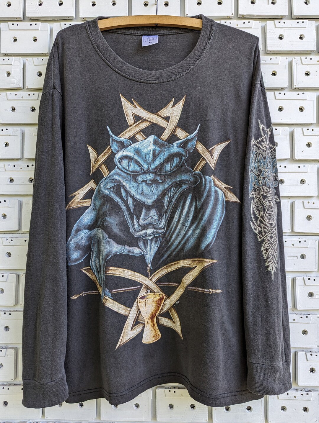 Vintage 90s Demon Graphic Shirt Enochian Occult Language Gothic Horror ...