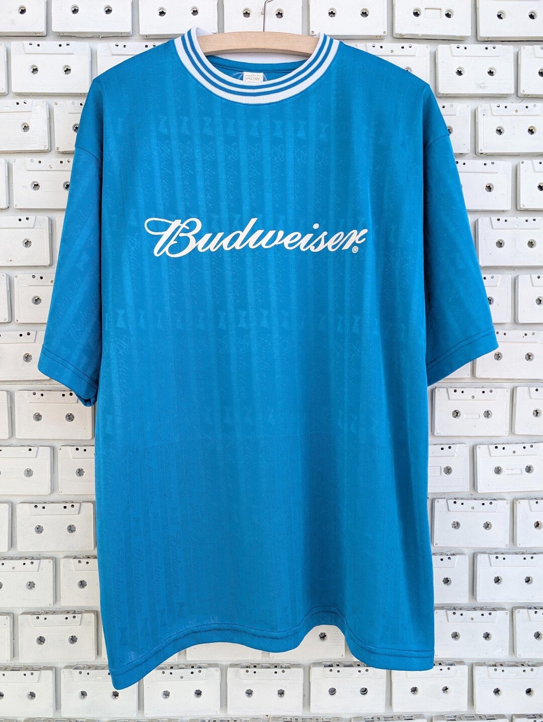 Vintage 90s Budweiser Jersey Shirt Bud Light Monogram Logo Beer Brewery ...
