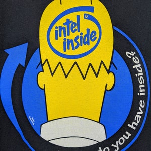 Vintage 1998 the Simpsons T-shirt Homer Simpson Intel Inside Pentium ...
