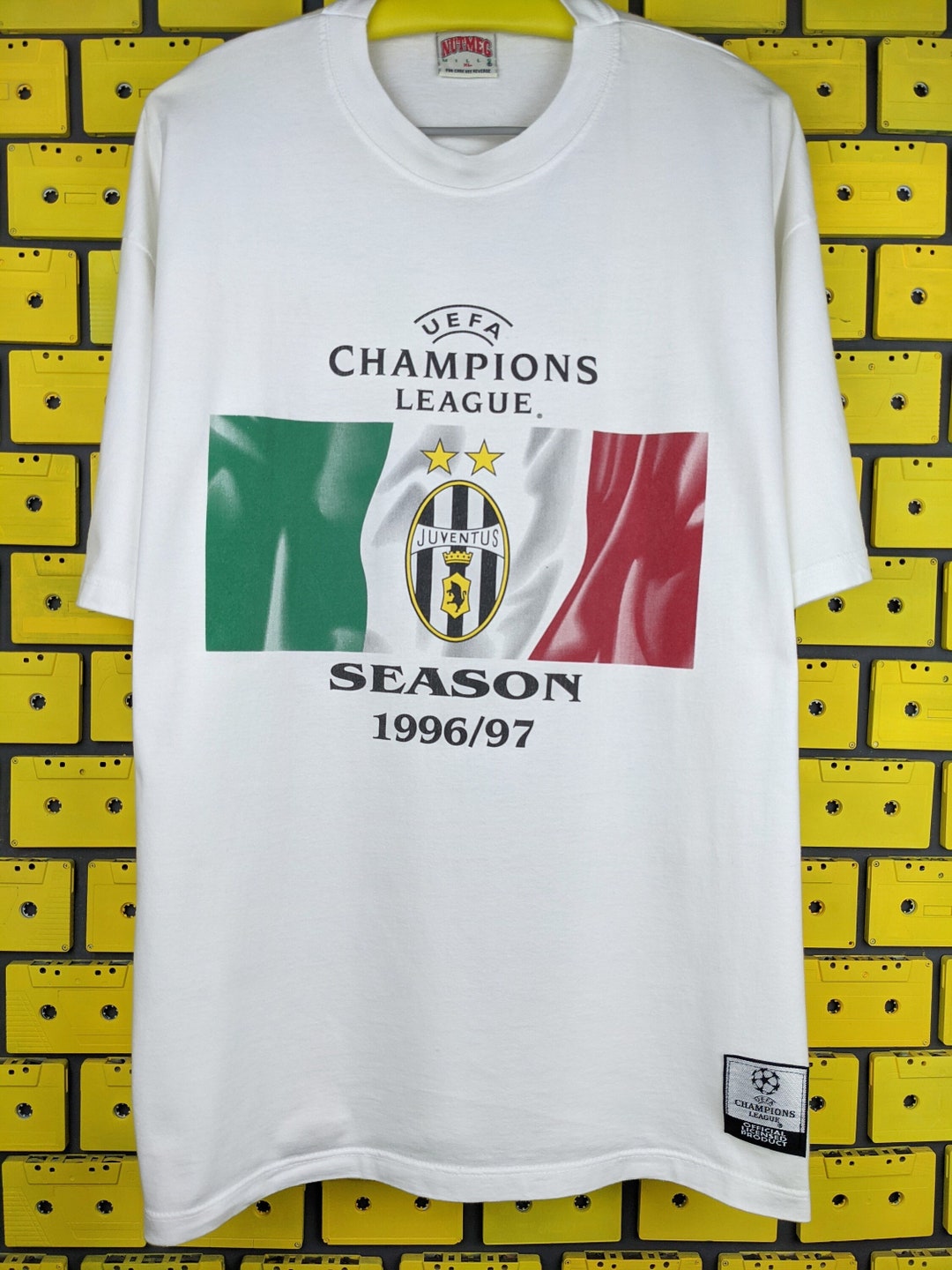 Vintage 1997 Juventus FC T-shirt UEFA Champions League Italian Football ...