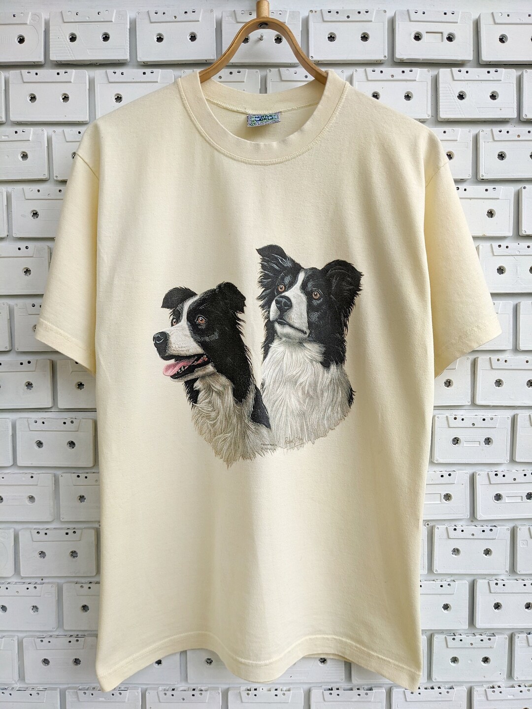 Vintage 1996 Border Collie T-shirt Robert J. May Art Cute Dogs Print ...