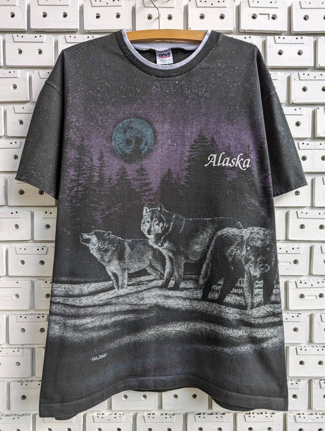 Vintage 1991 San Segal Wolf Pack T-shirt Wolves Nature Wildlife Allover ...