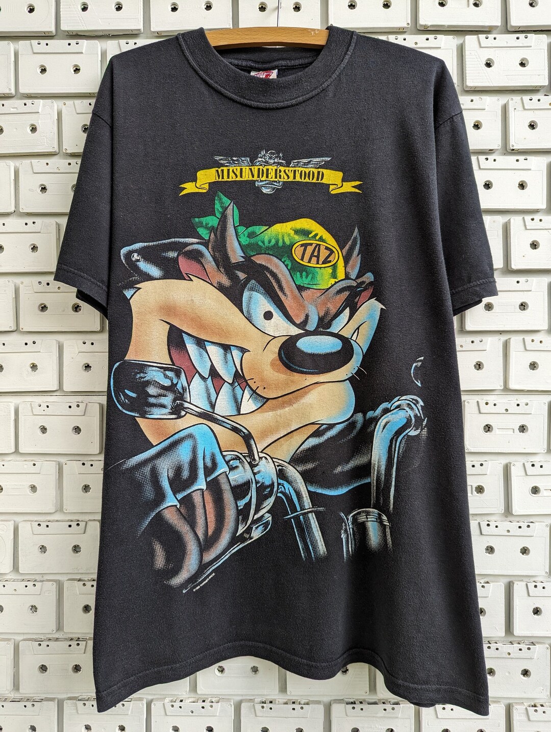 Vintage 1995 Taz Devil Biker T-shirt Tasmanian Devil Misunderstood ...