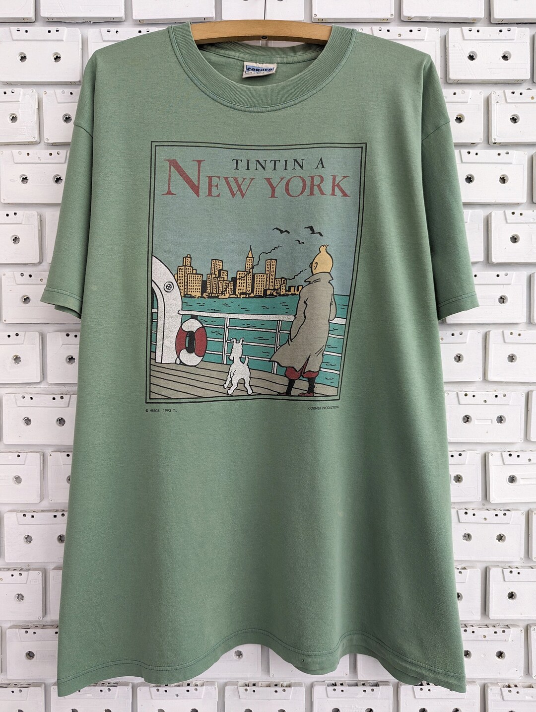 Vintage 1993 Tintin in New York T-shirt Herge Comics Cartoon Characters ...