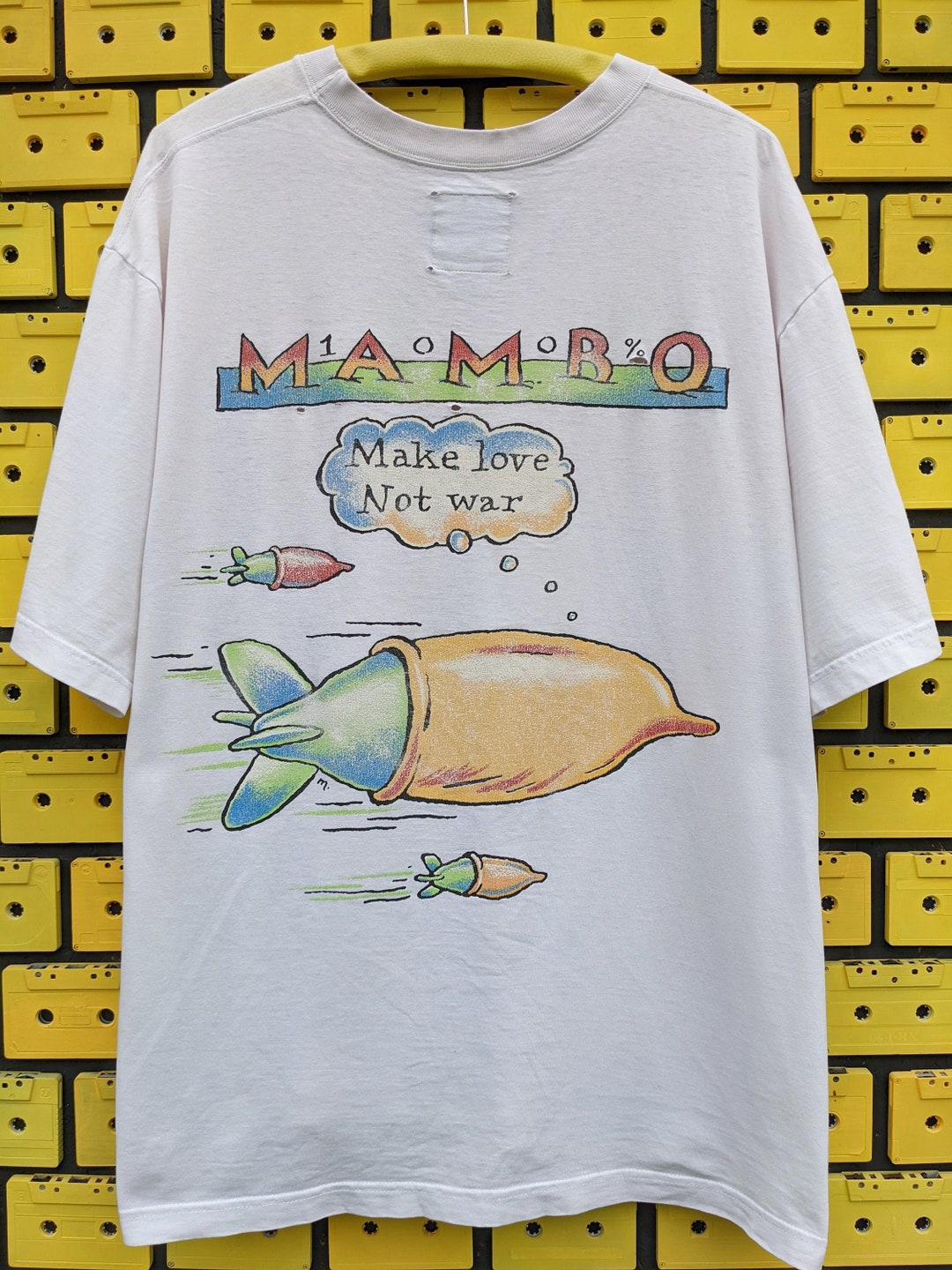 Vintage 90s Mambo Graphics T-shirt make Love Not War Reg Mombasa Funny ...