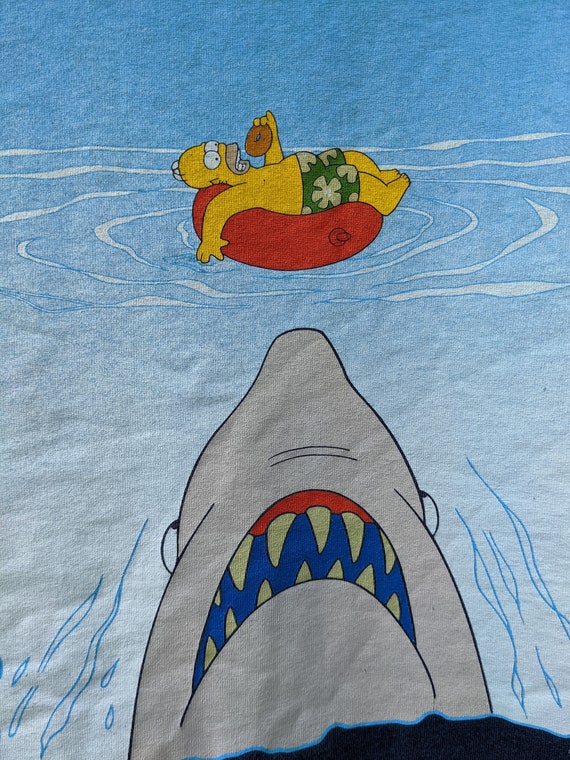 Vintage 1999 Simpsons Jaws Parody T-Shirt Homer Print… - Gem