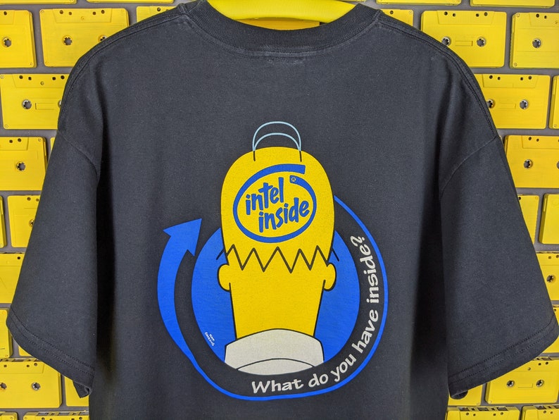 Vintage 1998 the Simpsons T-shirt Homer Simpson Intel Inside Pentium ...