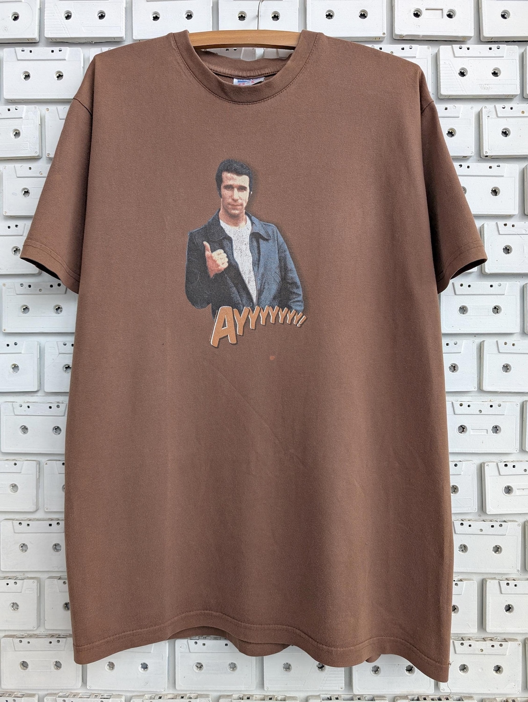 Vintage 00s Fonzie Ayyy! T-shirt Fonz Happy Days 70s American Sitcom TV ...