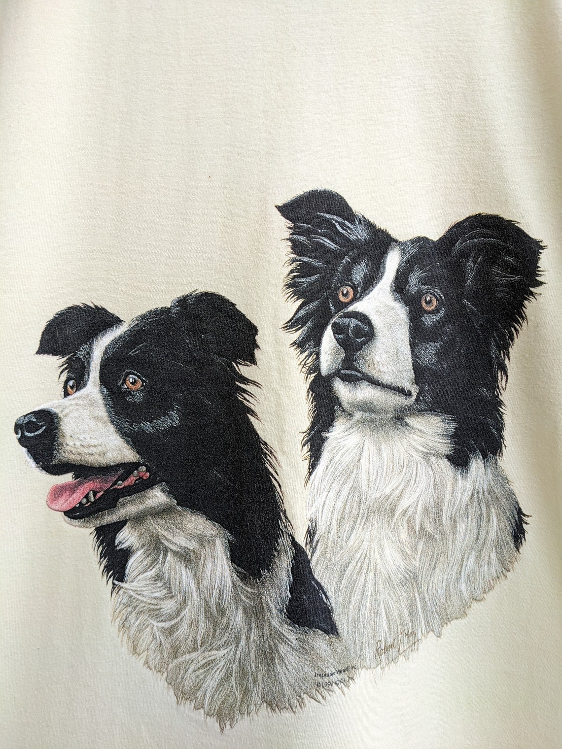 Vintage 1996 Border Collie T-shirt Robert J. May Art Cute Dogs Print ...