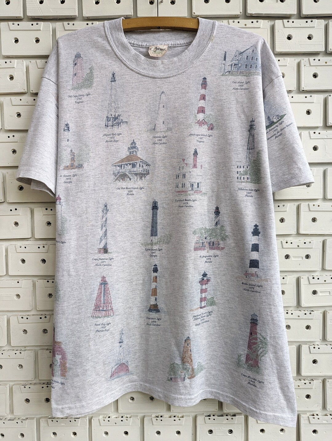 Vintage 90s Lighthouses of USA T-shirt All Over Print Lighthouse ...