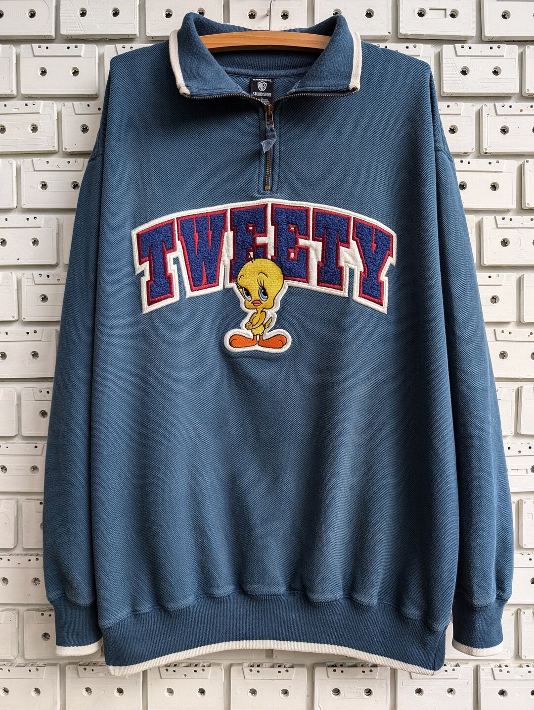 Vintage 1997 Tweety Bird 1/4 Zip Sweatshirt Looney Tunes Cartoon Merch ...