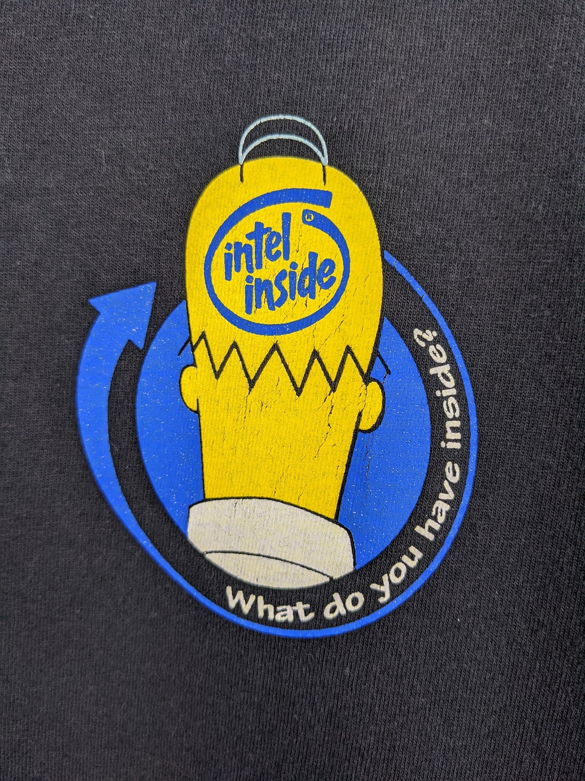 Vintage 1998 the Simpsons T-shirt Homer Simpson Intel Inside | Etsy