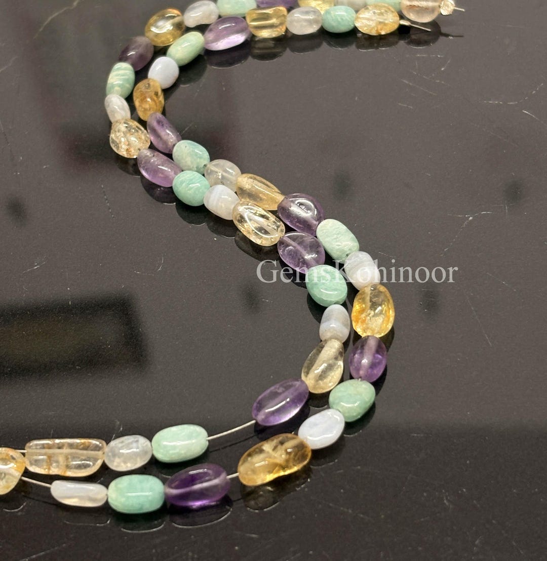 Natural Multi Stone Smooth Tumble Gemstone Beads: Handmade Jewelry, - Etsy