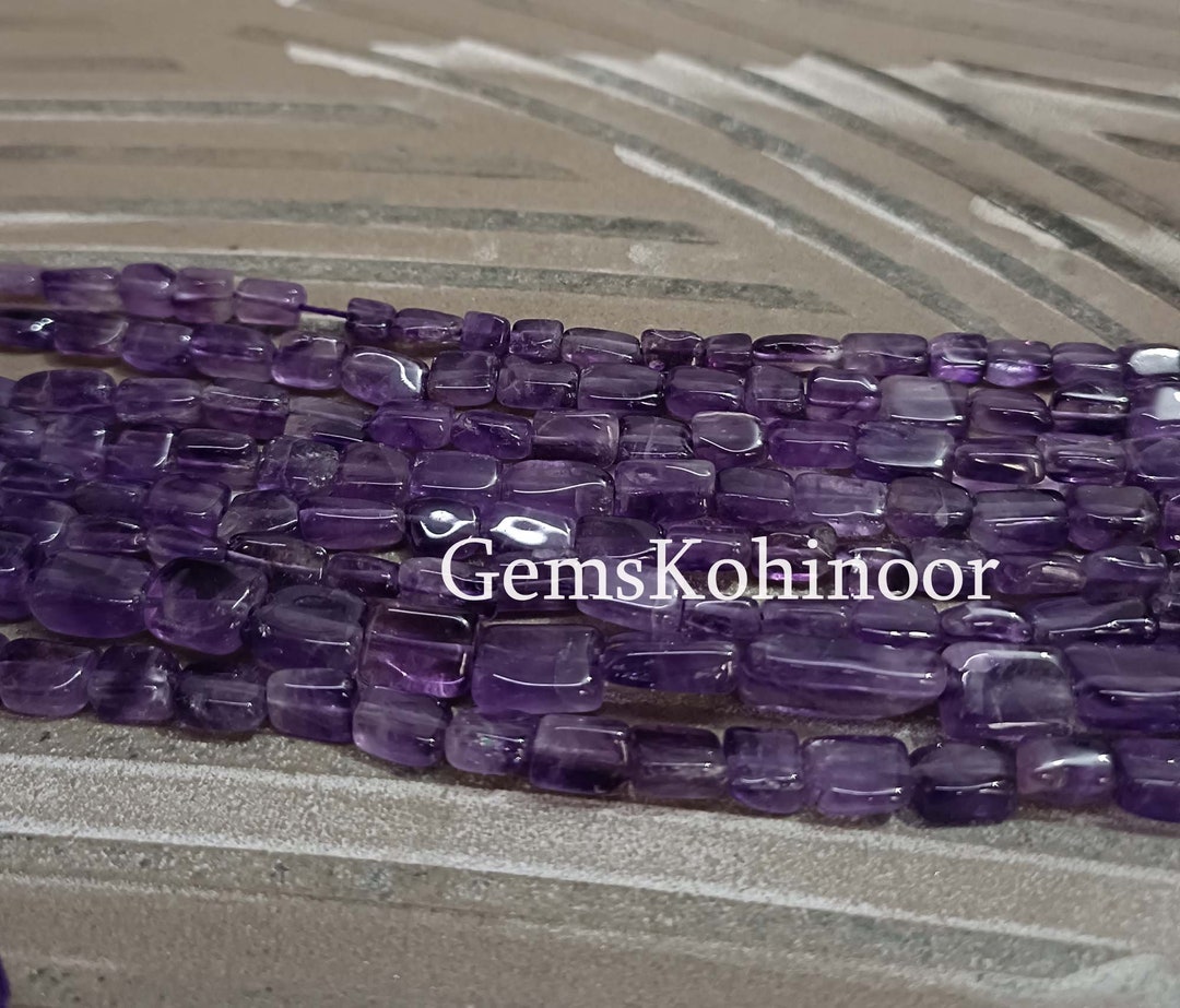 Amethyst Smooth Gemstone Beads, Natural Amethyst Rectangle Shape Beads ...