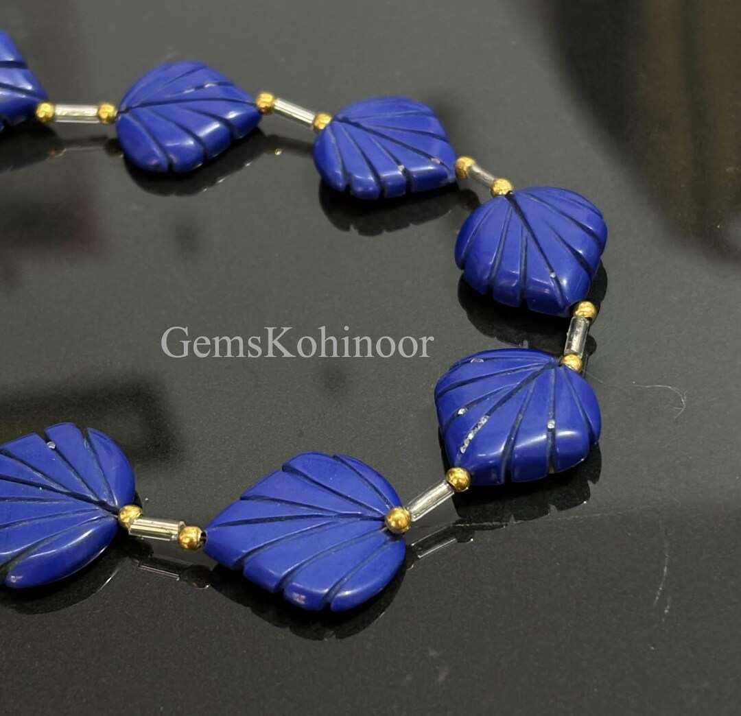 Blue Lapis Lazuli Hydro Carving Gemstone Beads, Lapis Color Heart Shape ...