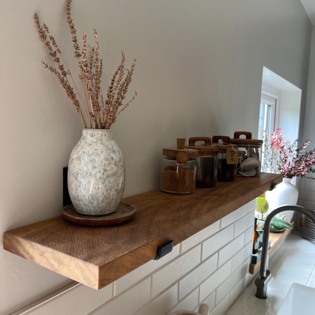 African Iroko Floating Shelf: Handmade Kitchen Book Shelf - Etsy