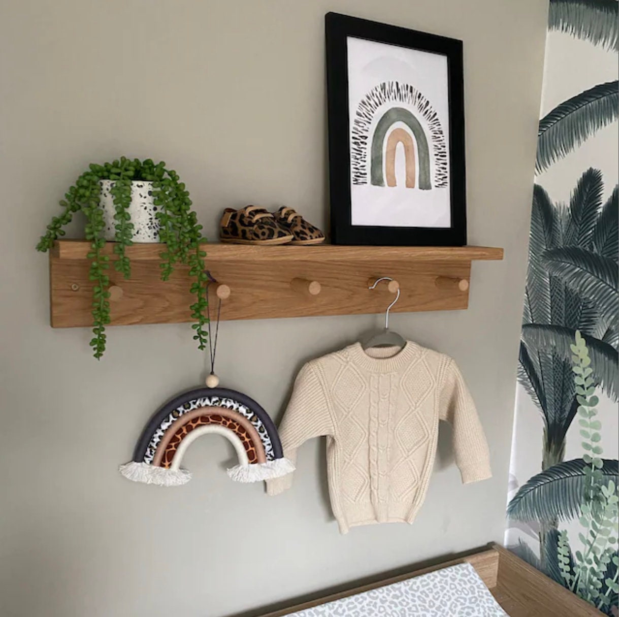 Solid Oak Shaker Peg Rail Shelf — The Woodman's Workshop