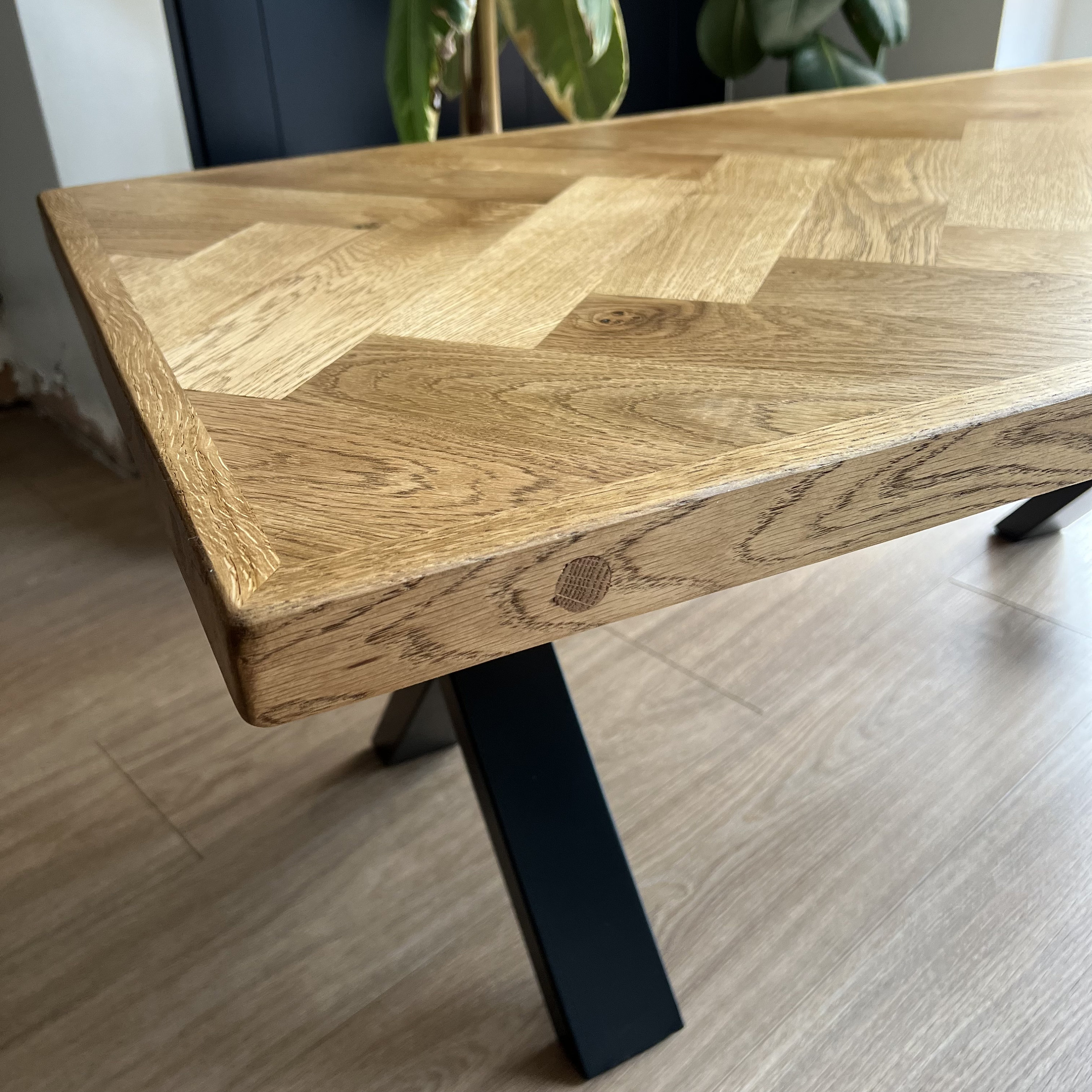 Oak Herringbone Coffee Table | Large Low Parquet Coffee Table — The ...