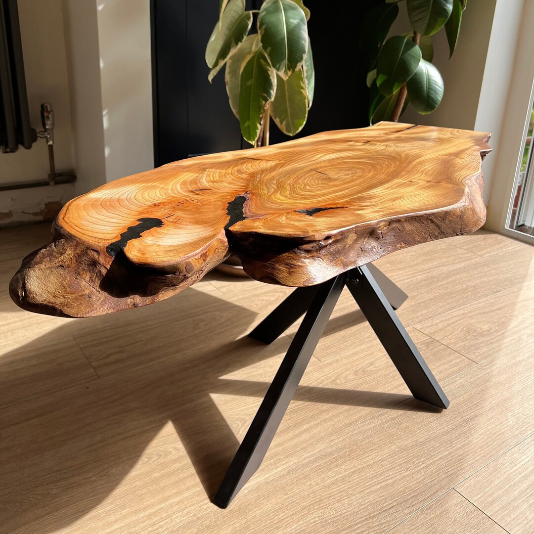 Live Edge Resin Coffee Table British Wych Elm Wooden Slab - Etsy UK