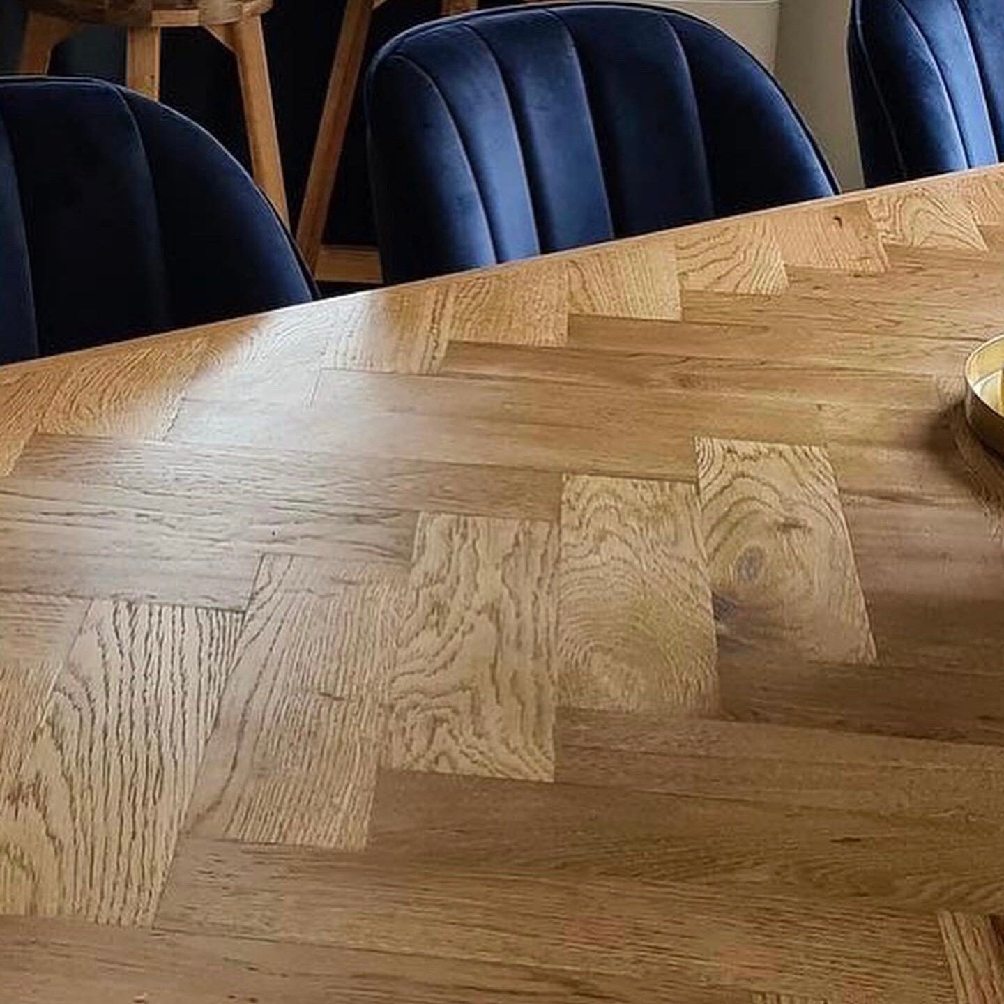 Oak Herringbone/Parquet Dining Table | Custom Sizes — The Woodman's ...