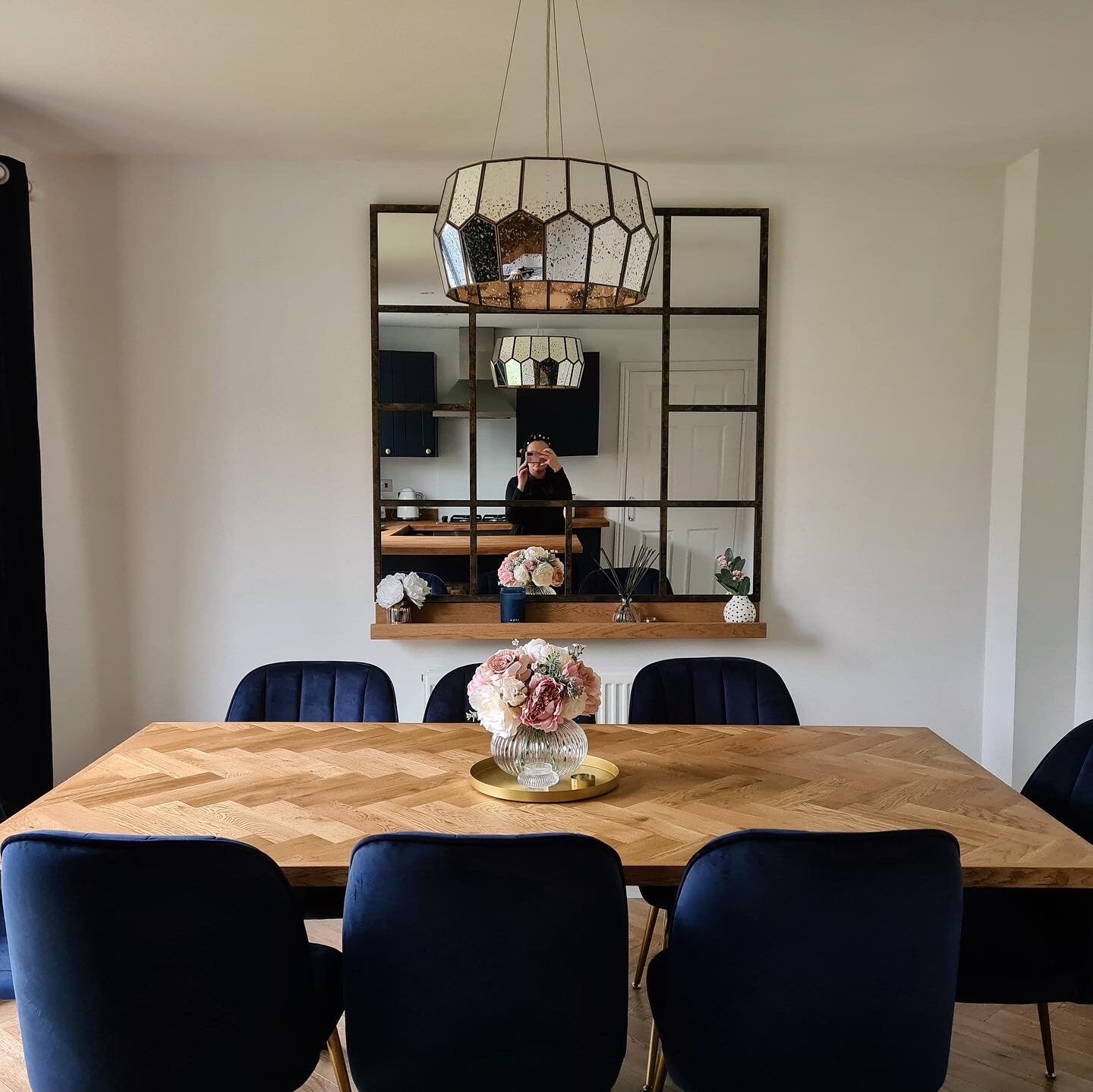 Oak Herringbone/Parquet Dining Table | Custom Sizes — The Woodman's Workshop
