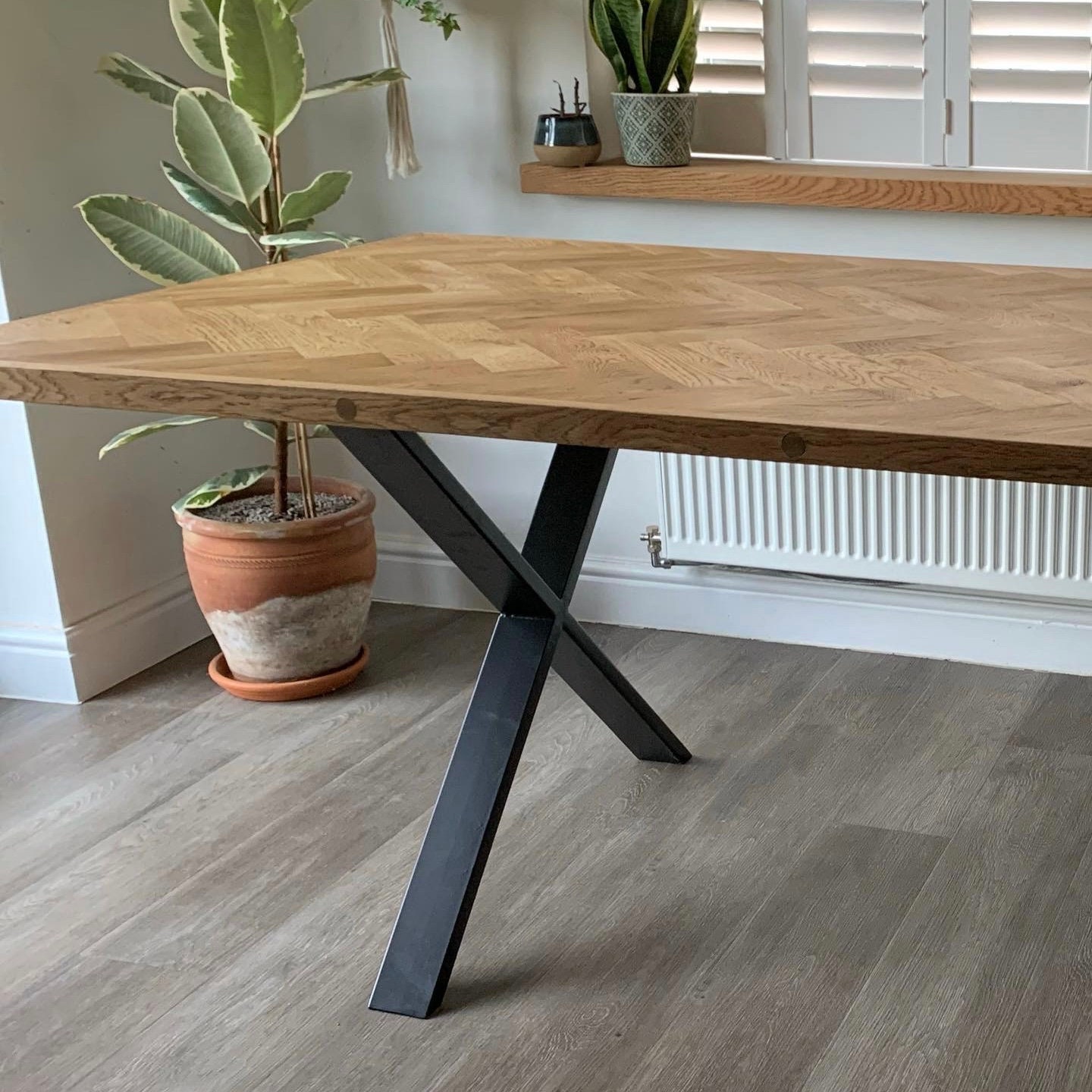 Oak Herringbone/Parquet Dining Table | Custom Sizes — The Woodman's ...