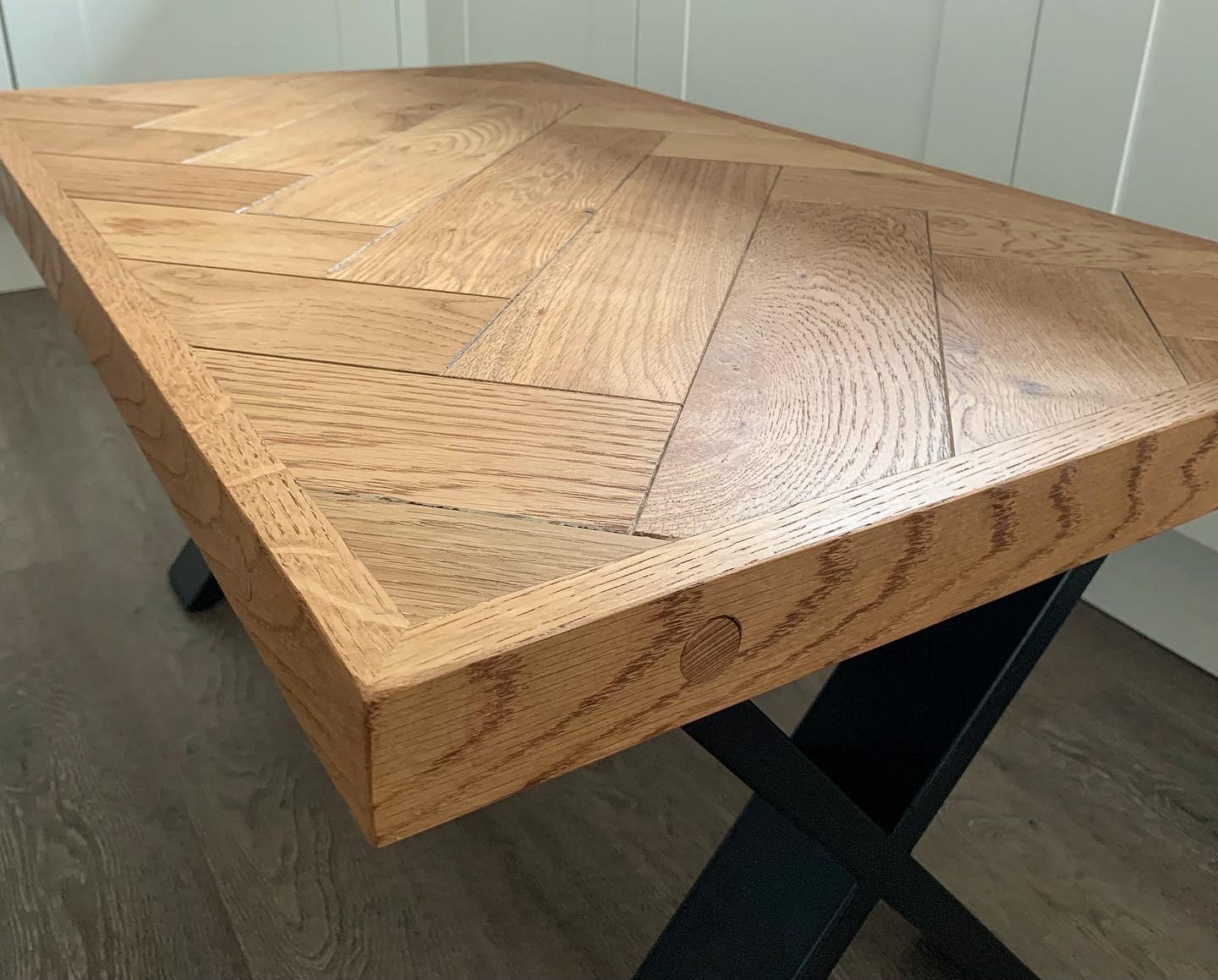 Oak Herringbone Coffee Table | Large Low Parquet Coffee Table — The ...