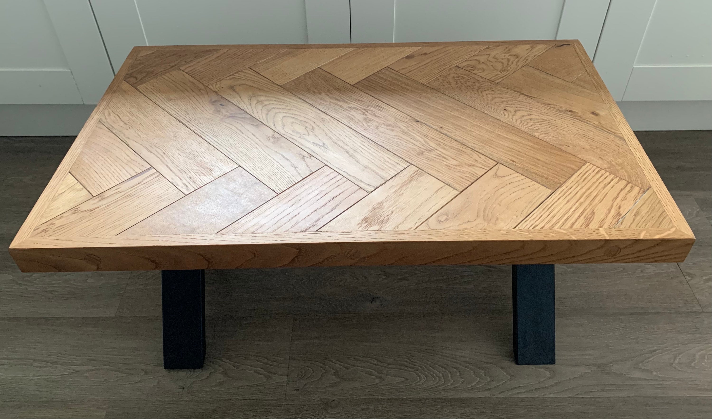 Oak Herringbone Coffee Table | Large Low Parquet Coffee Table — The ...