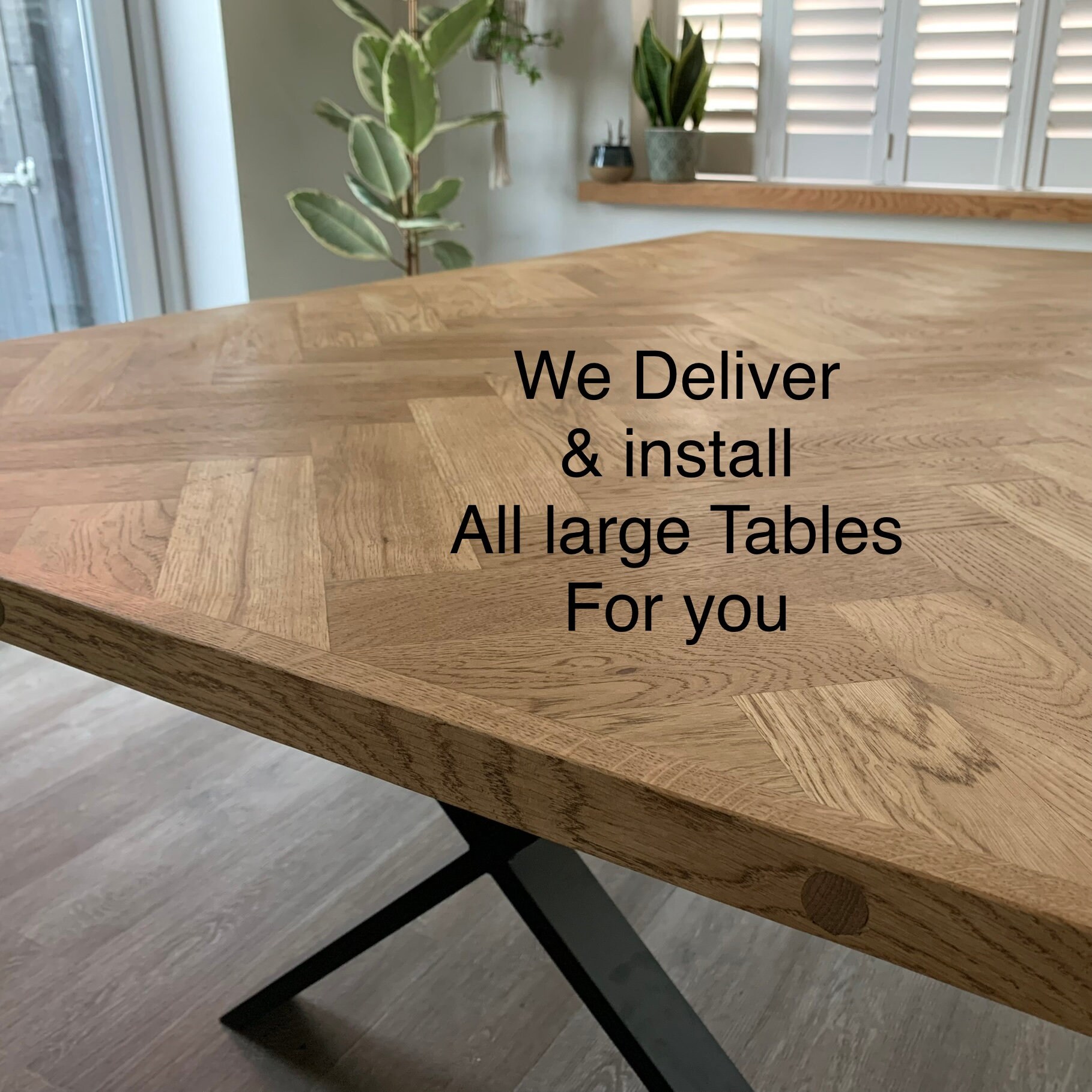 Oak Herringbone/Parquet Dining Table | Custom Sizes — The Woodman's ...