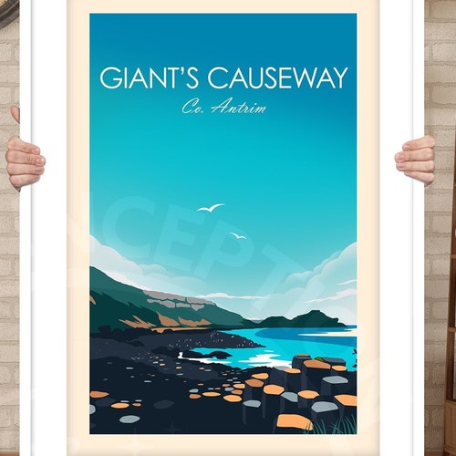 Giant's Causeway Northern Ireland Vintage Travel Poster - Etsy