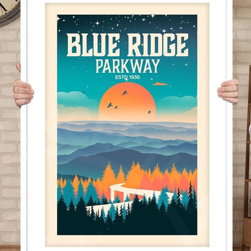 Blue Ridge Parkway Mountains Highway Map Print - Etsy