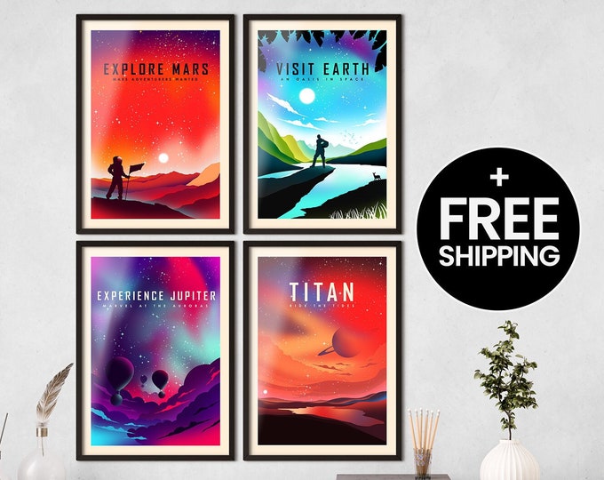 Spacex Vintage Space Travel Posters, SPACEX MARS POSTERS, Set of 3 - Etsy