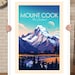 Mount Cook New Zealand Travel Print Poster Aoraki Wall Art Wall Hanging ...