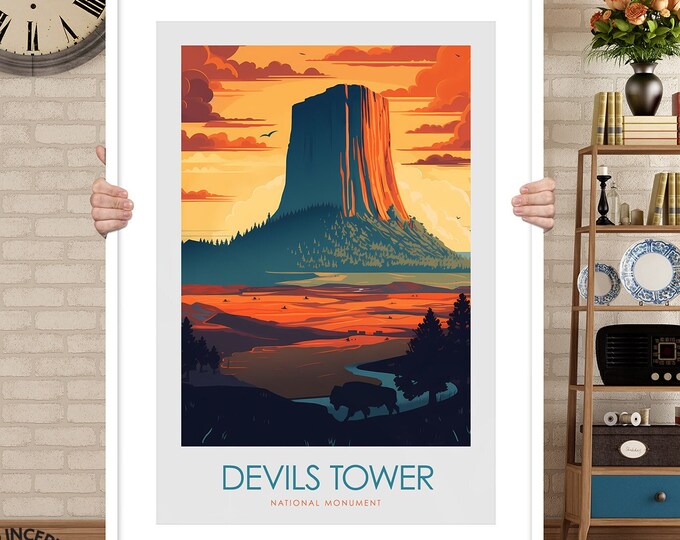 Devils Tower National Monument Poster National Park Poster National ...