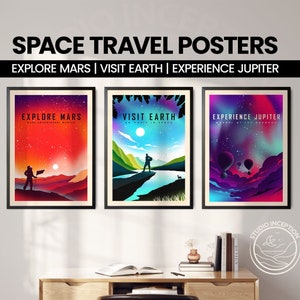 Poster Art Print Set of 3 Space Travel Posters Explore Mars - Etsy