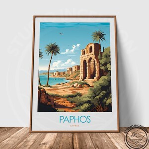 Paphos Minimalist Travel Print Cyprus Poster Wall Art Wall Hanging ...
