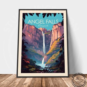 Angel Falls Print Venezuela Poster Print, Angel Falls Travel Poster ...