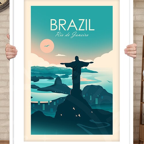 Brazil Map Print Brazil Map Art Poster Country Map Art | Etsy