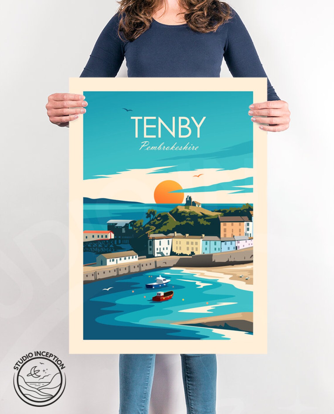 Tenby prints Tenby Art Wales Print Poster Tenby Harbour | Etsy