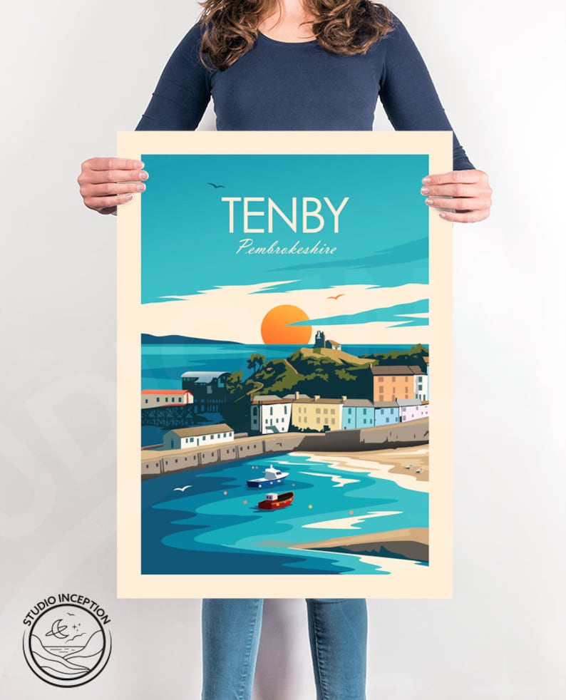 Tenby Prints Tenby Art Wales Print Poster Tenby Harbour | Etsy