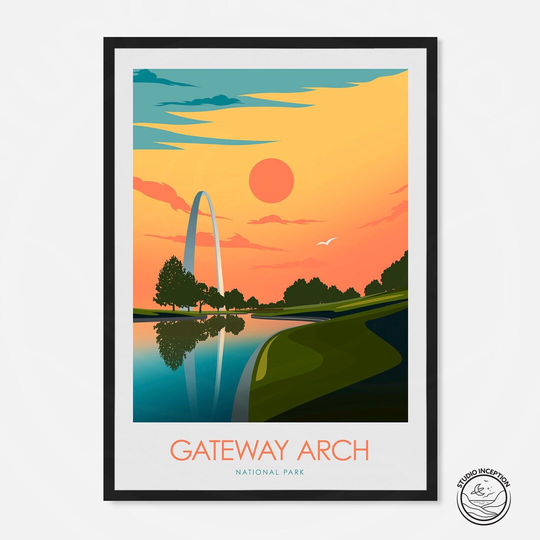 Gateway Arch National Park Travel Poster Print, Minimal Style by Studio ...